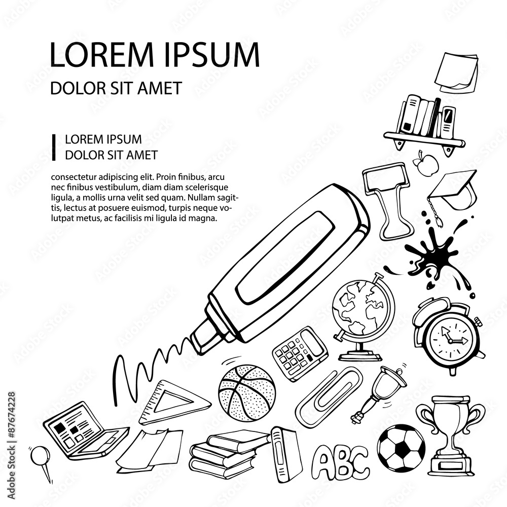 Back to School. Conceptual background picture with schooll ellements ...