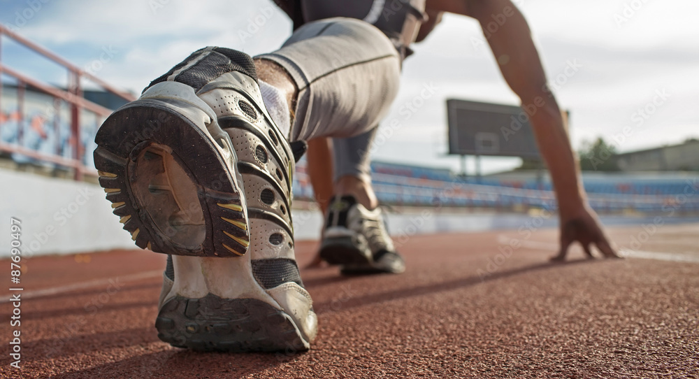 Athlete runner feet running on treadmill.closeup on shoe Stock Photo ...