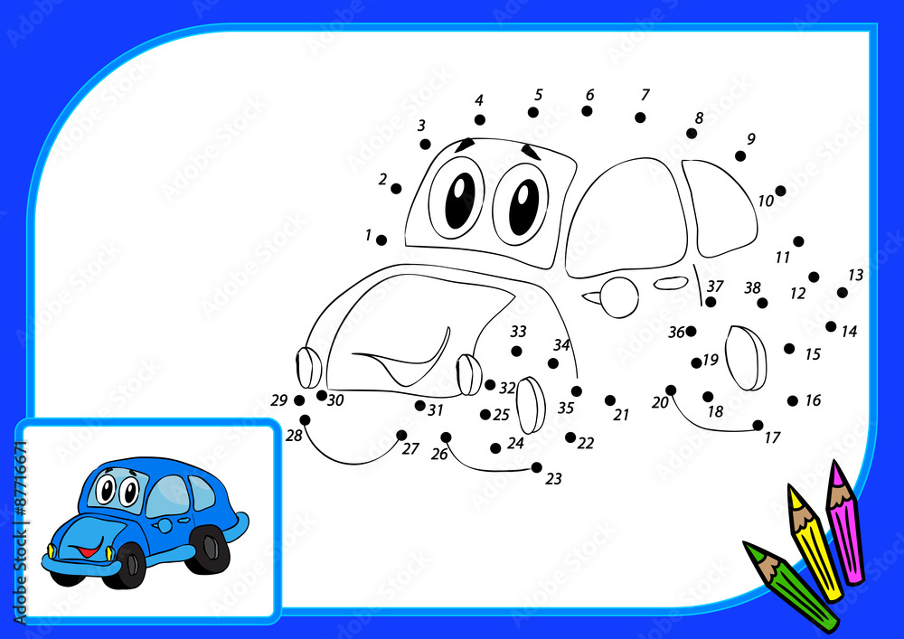 Coloring book. Dot to dot car Stock Illustration | Adobe Stock