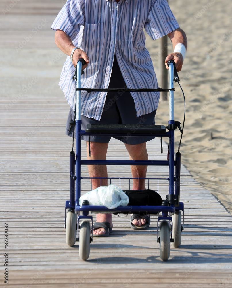 Old Man Walking With Walker