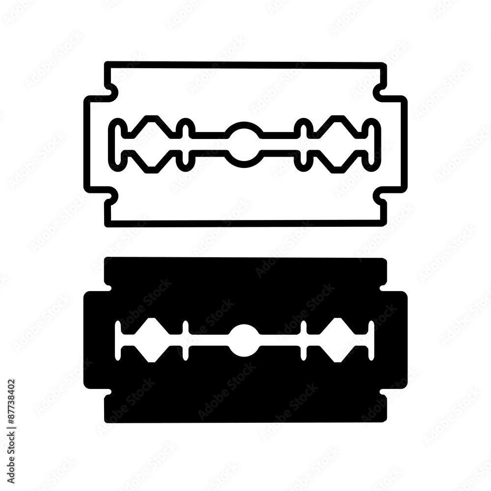 Razor blade outline and silhouette vector Stock Photo | Adobe Stock