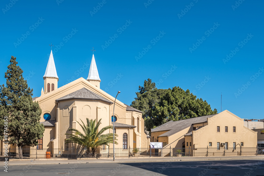 Twin-spired Dutch Reformed Church and hall in Bloemfontein Stock Photo ...