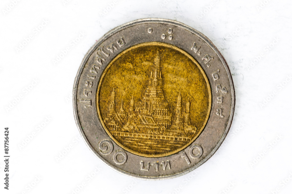 10 Thai Bath Coin with king Bhumibol Adulyadej Stock Photo | Adobe Stock