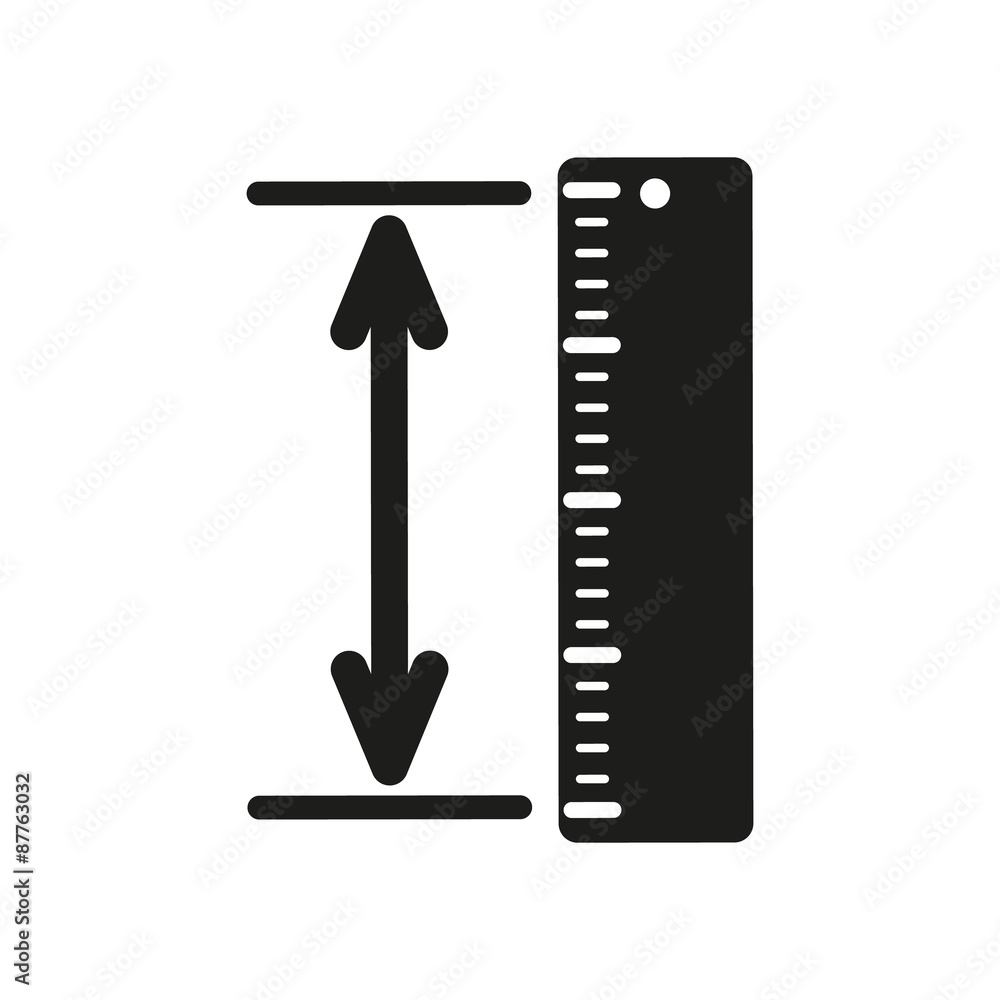 The measuring height and length icon. Ruler, straightedge, scale symbol ...