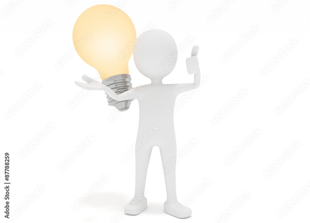 3D Männchen mit einer Idee Stock Illustration | Adobe Stock