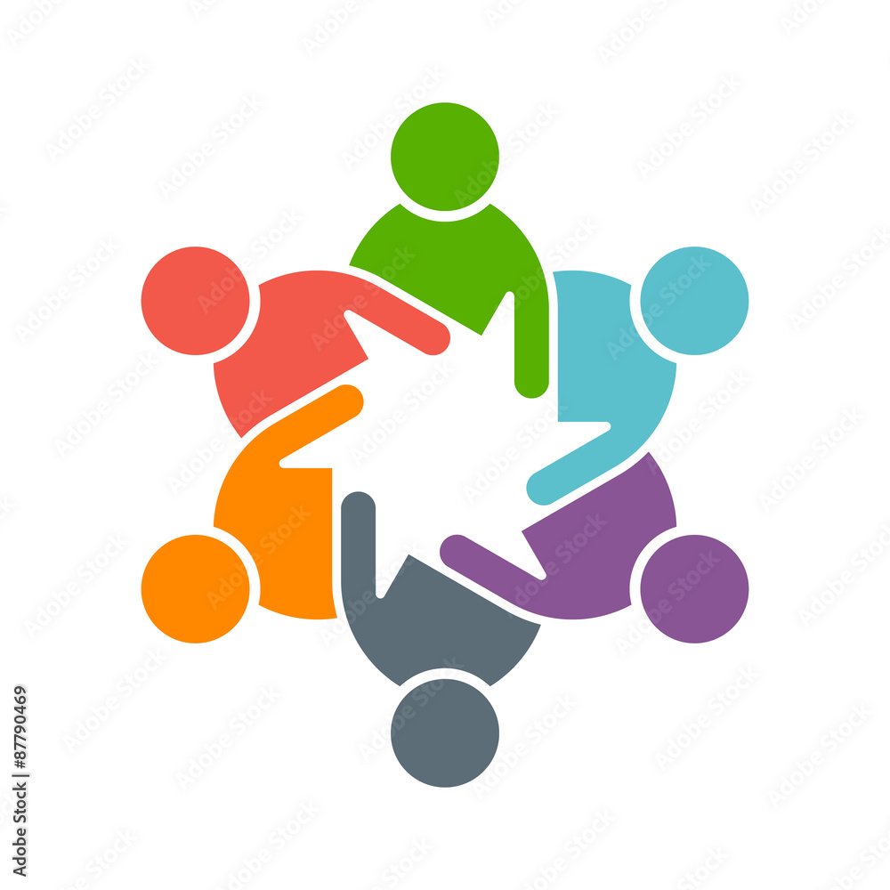 People logo. Group of five in a circle Stock Vector | Adobe Stock