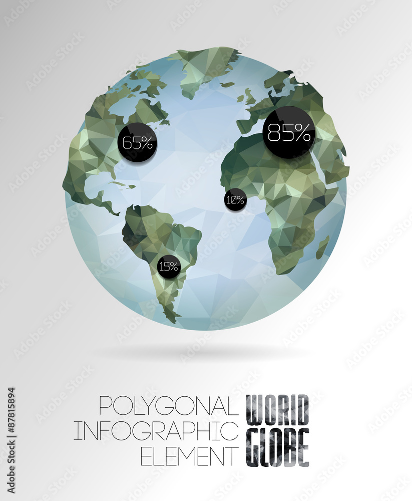 Vector world globe, triangular map of the earth Stock Vector | Adobe Stock