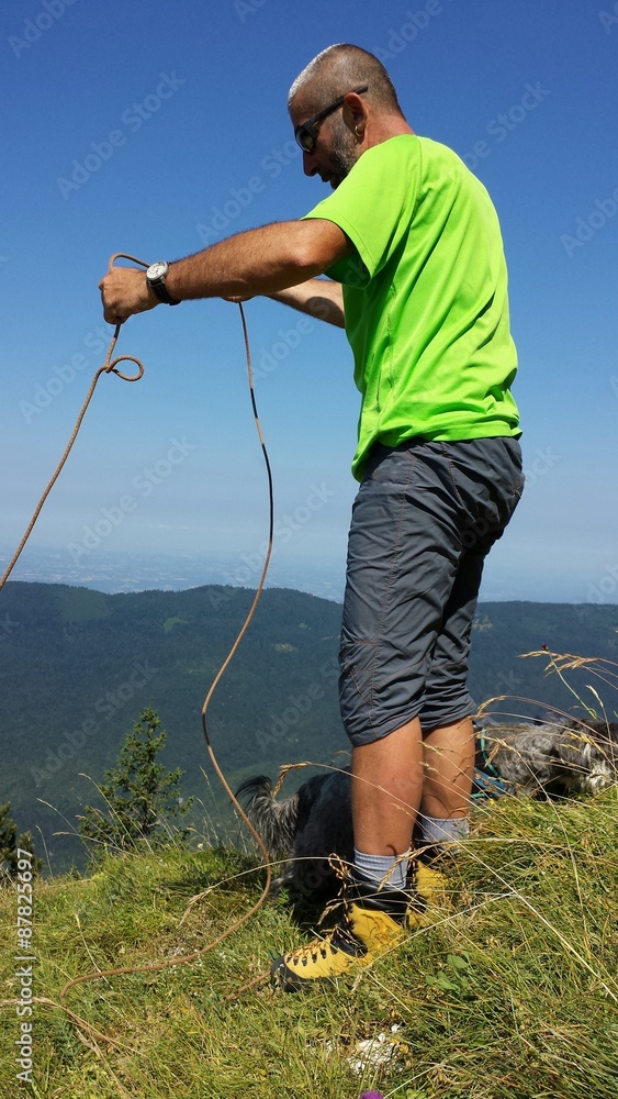 Montagne, paroi, descente en rappel Stock Photo | Adobe Stock