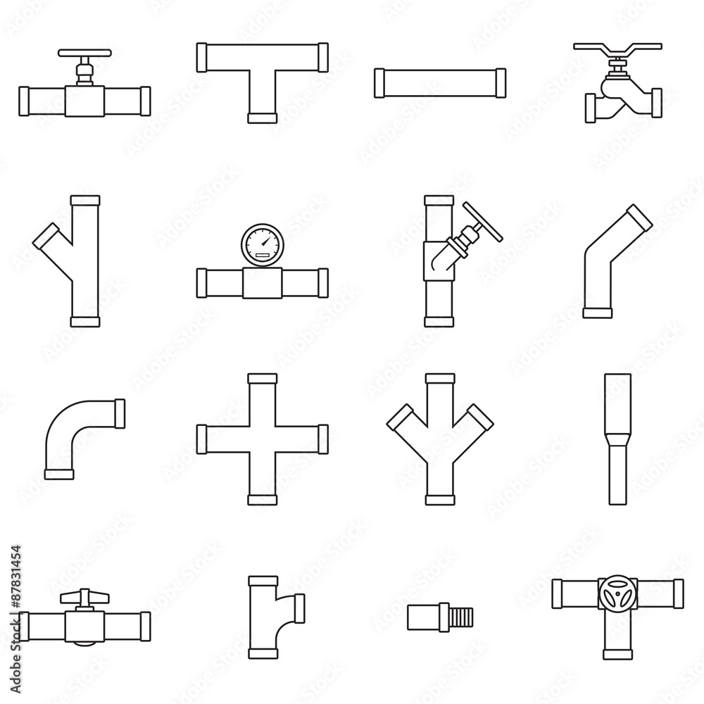 Pipe and Valve icon set Stock Vector | Adobe Stock
