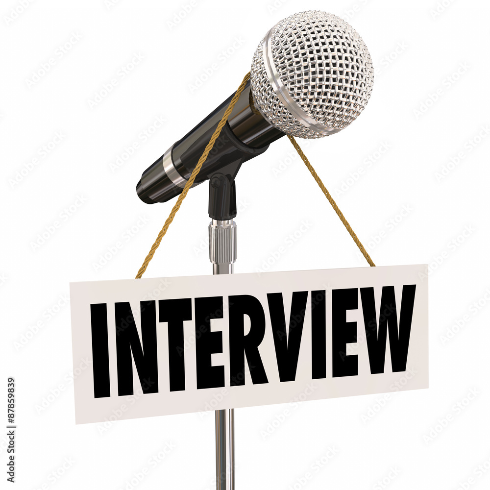 Interview Hanging Sign Microphone Word Questions Answers Speaker Stock ...