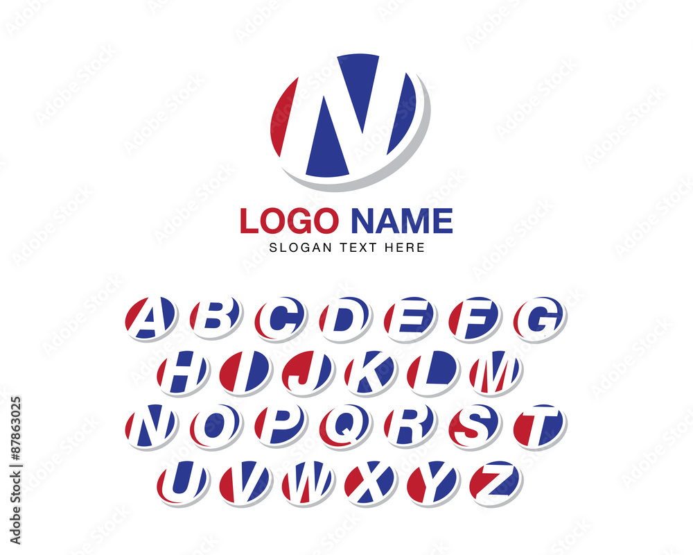logo set elips letter alphabet red blue gray Stock Vector | Adobe Stock