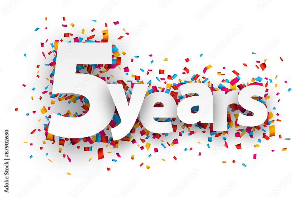 Five years paper confetti sign. Stock Vector | Adobe Stock