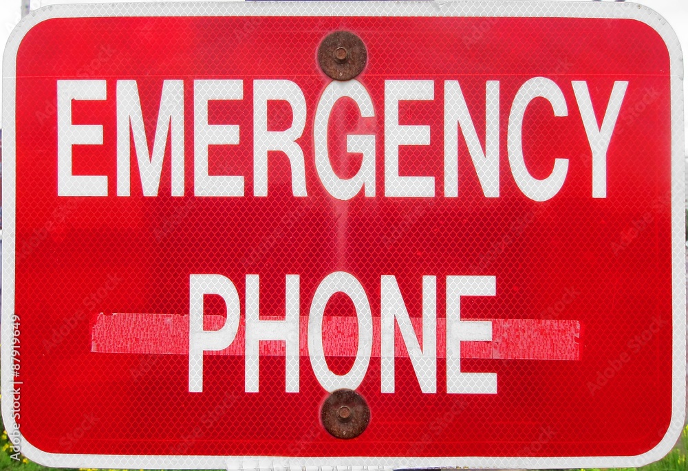 Emergency phone call sign post signpost red and white icon photo ...