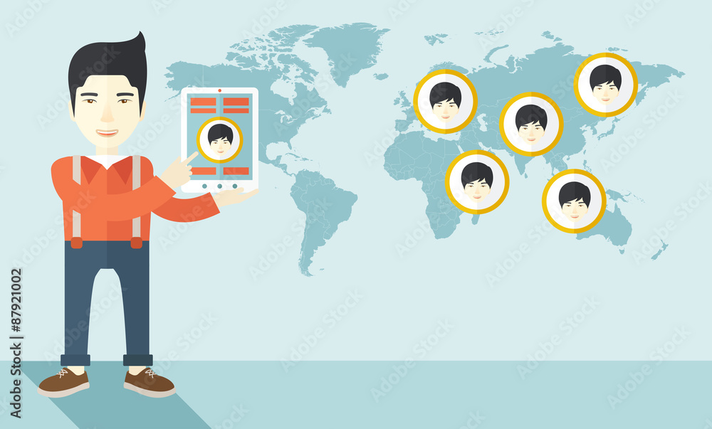 World map with same faces every destination. Stock-Vektorgrafik | Adobe ...