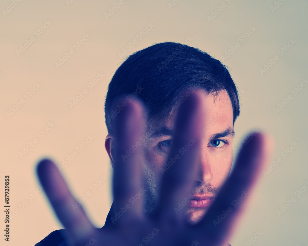 warning gesture Stock Photo | Adobe Stock