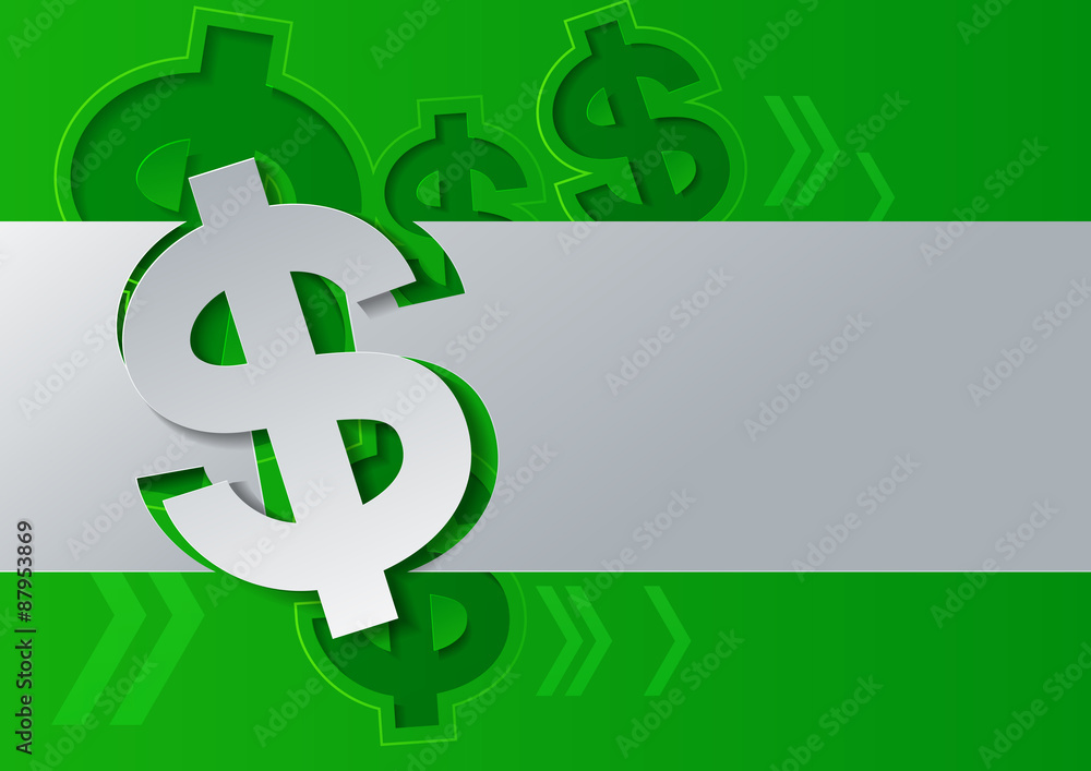 Dollar Sign Cut from White Paper on Green Background Stock Vector ...