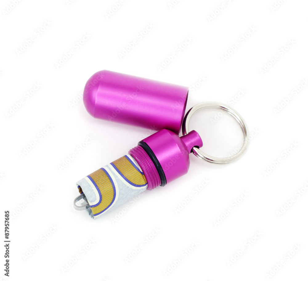Waterproof capsule-keychain for safe banknotes with twisted dollar bill ...