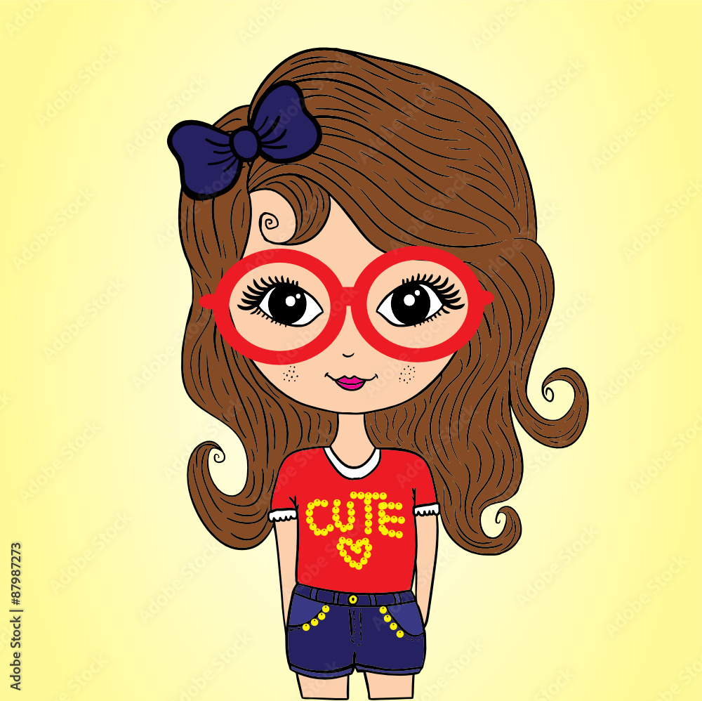 cute girl / marine-themed illustration girl / graphic design on summer ...