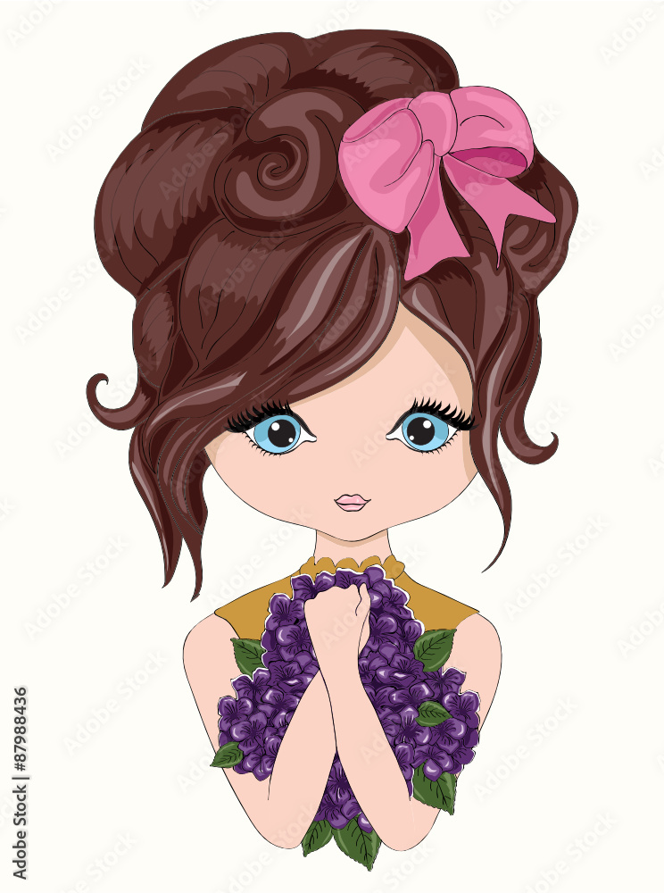 Beautiful romantic girl/cute girl/T-shirt Graphics/illustration ...