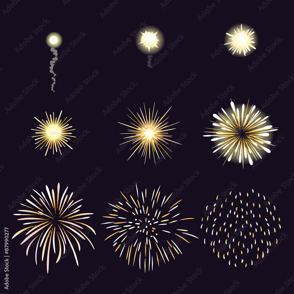 Animation of firework effect in cartoon comic style Stock Vector ...
