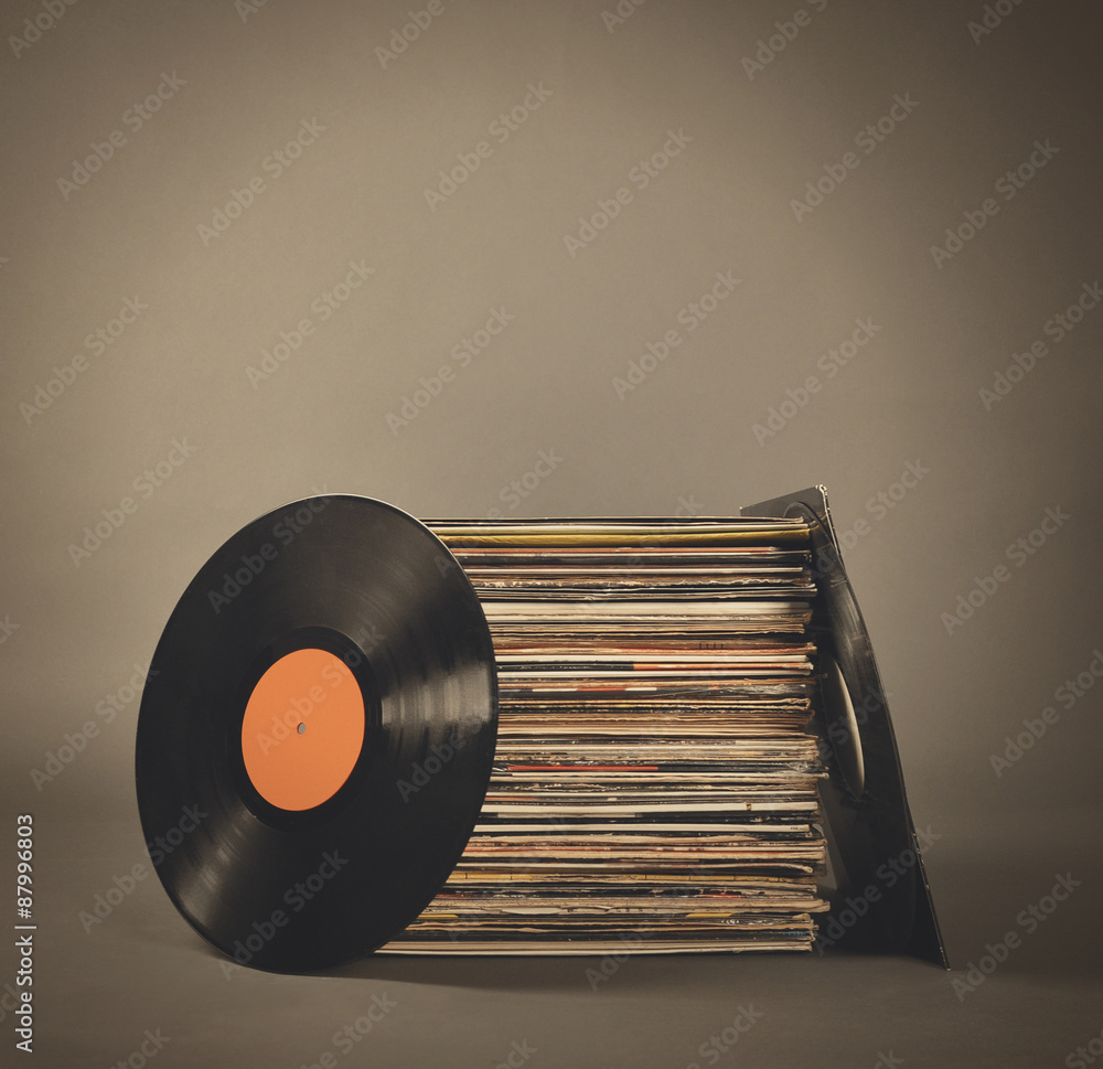 Retro Vintage Music Records Isolated Stock Photo | Adobe Stock
