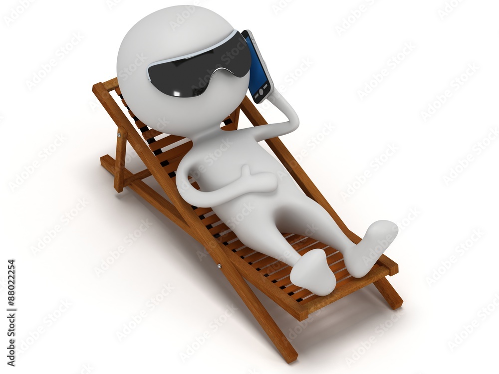 3d white man relax with smartphone Stock Illustration | Adobe Stock