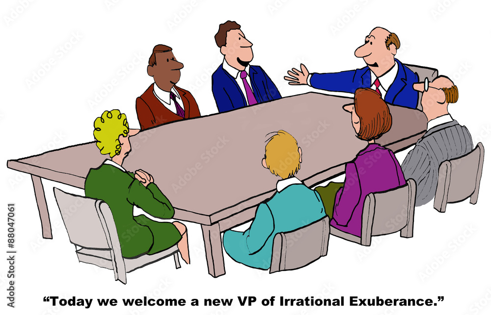 Business cartoon showing people in meeting and leader pointing to man ...