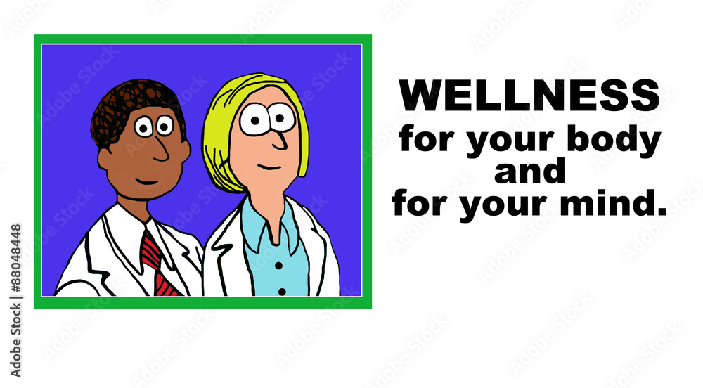 Health care or medical cartoon showing two doctors and the words ...