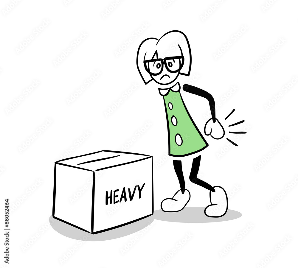 Cute cartoon lifting heavy box Stock Vector | Adobe Stock