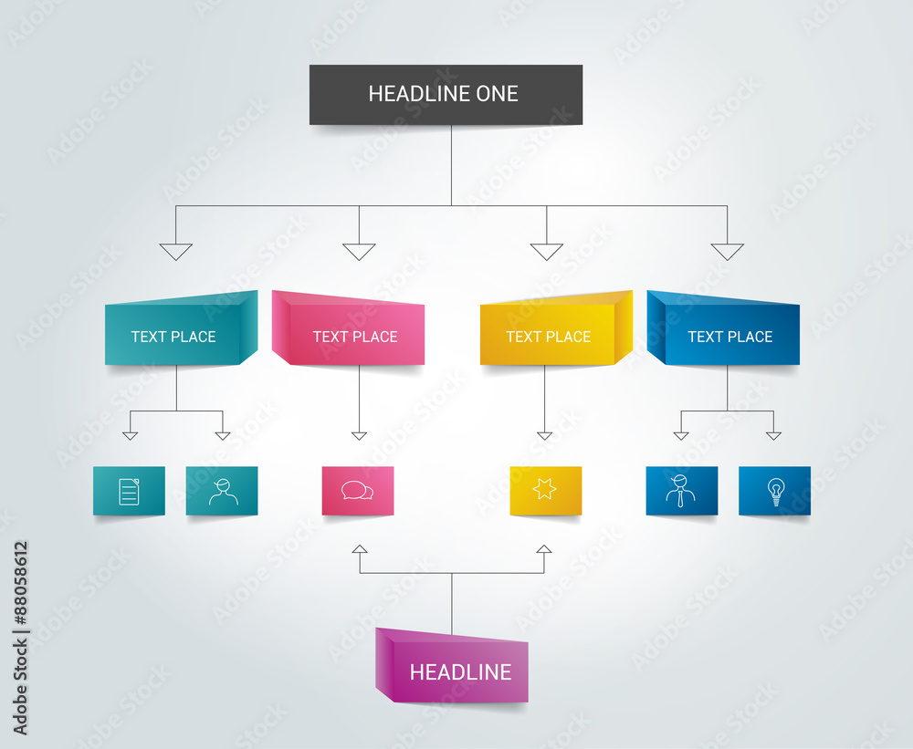 Flowchart. Color text scheme. Infographics. Stock Vector | Adobe Stock