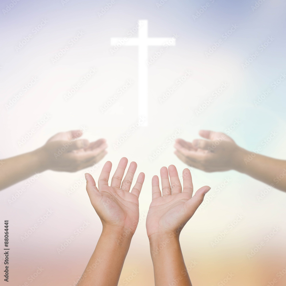 Crosses With Praying Hands Wallpaper