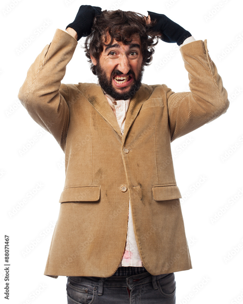 crazy homeless man angry concept Stock 写真 | Adobe Stock