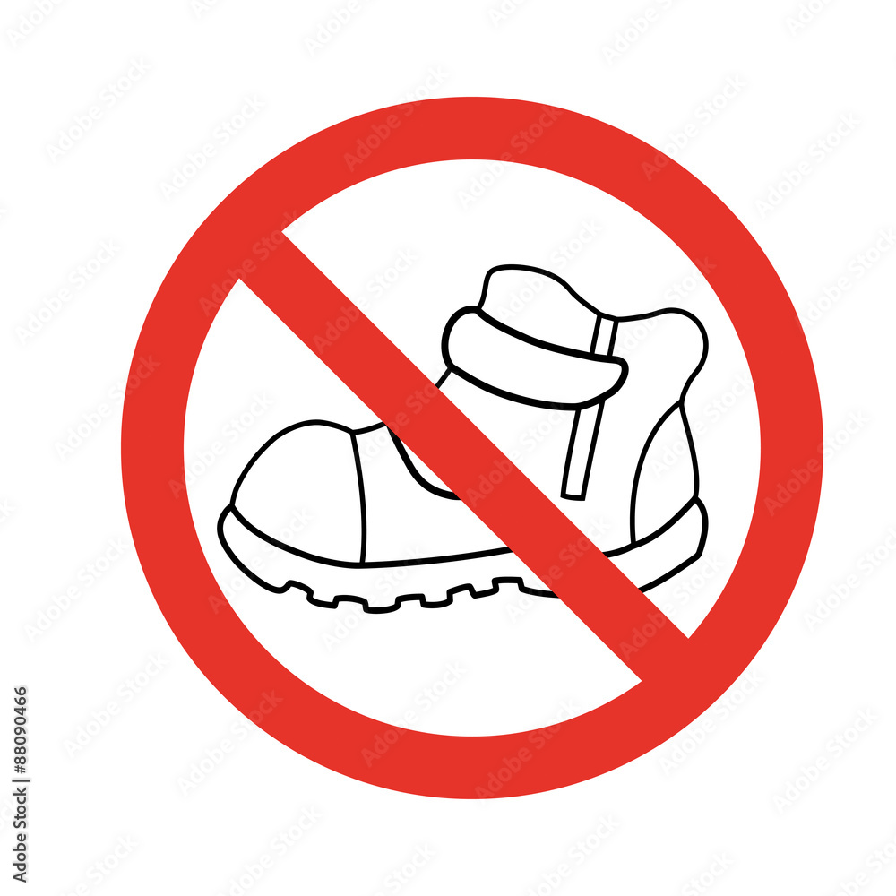Do not walk in shoes sign icon. Red prohibition sign Stock Vector ...