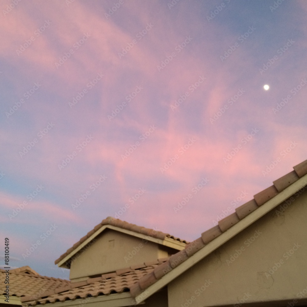 Beautiful Sky at Sunset Over a Residential Housing Development Stock ...