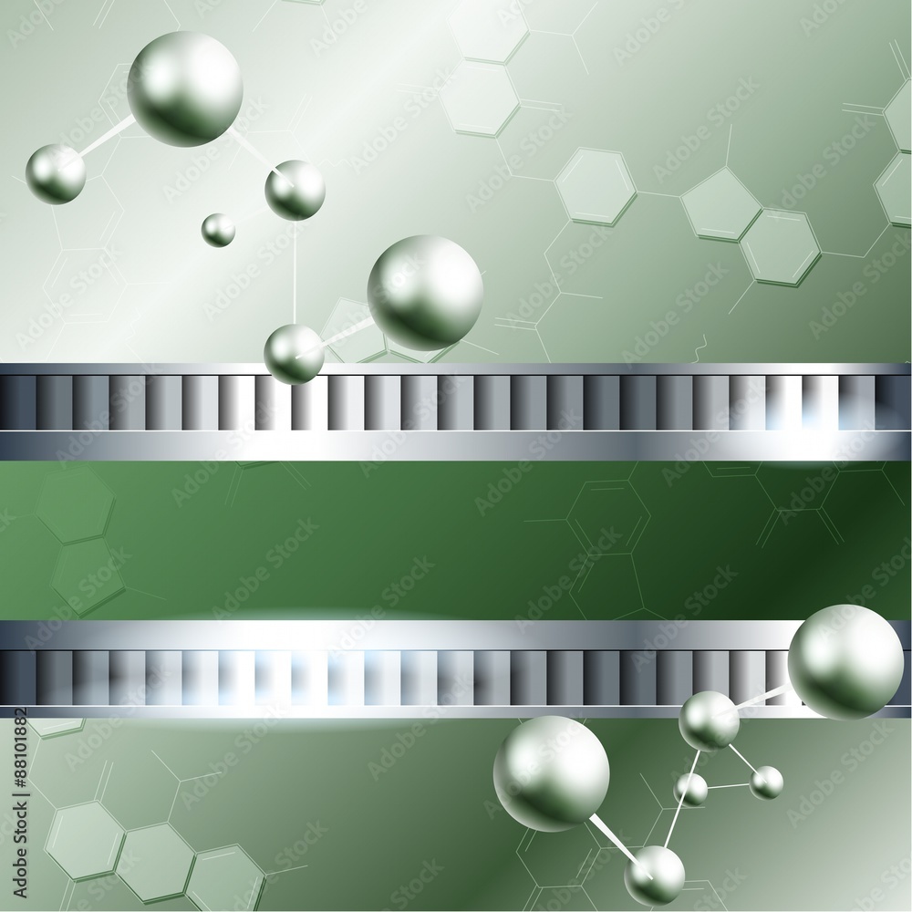 Green science background with silver banner Stock Vector | Adobe Stock
