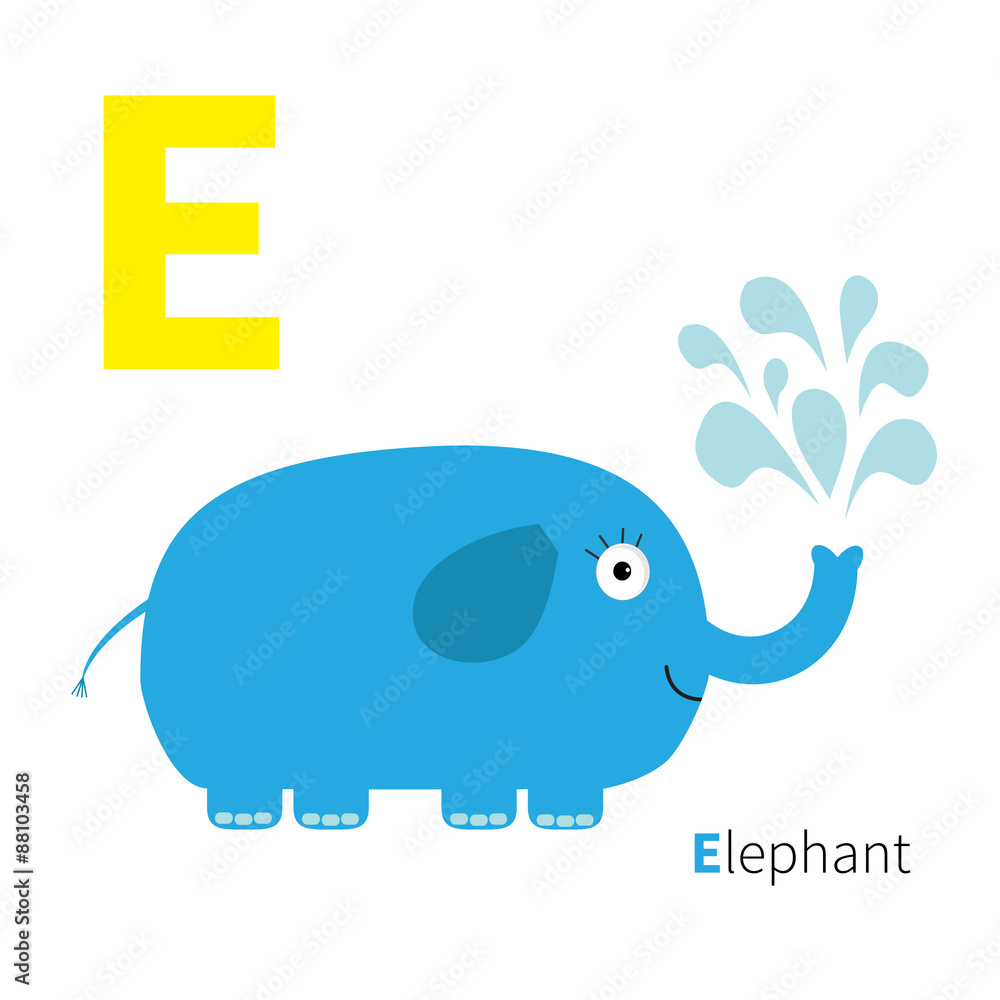 Letter E Elephant Zoo alphabet. English abc with animals Education ...