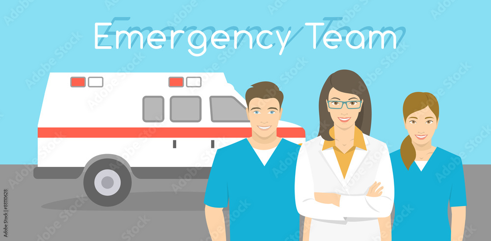 Modern flat stylized horizontal vector illustration of a smiling group ...