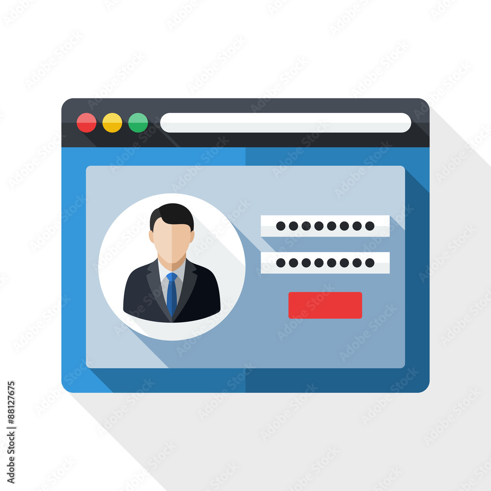 User login form icon with long shadow on white background Stock Vector ...