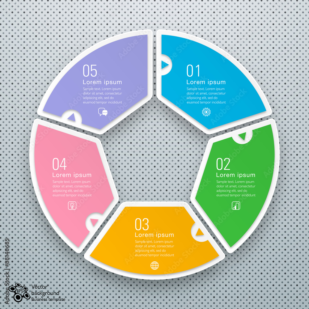 Graphic Chart #5-Step Process Stock Vector | Adobe Stock