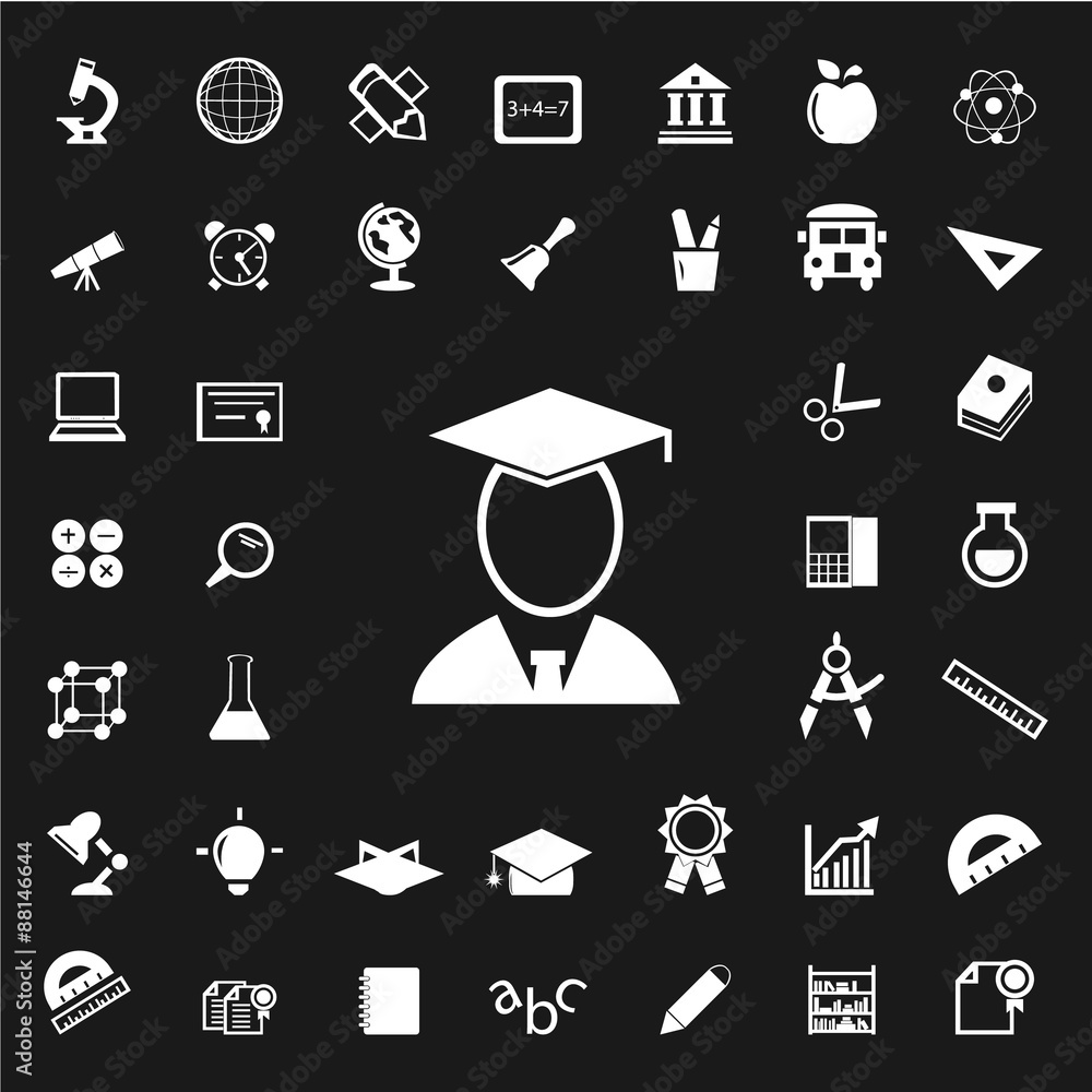 Education Icons Black And White