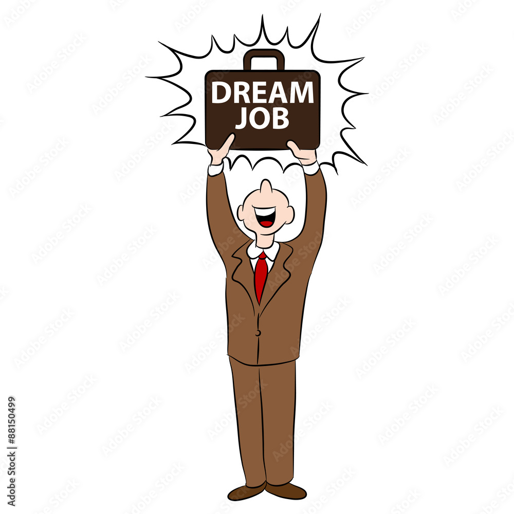 Cartoon Man Gets Dream Job Stock Vector | Adobe Stock
