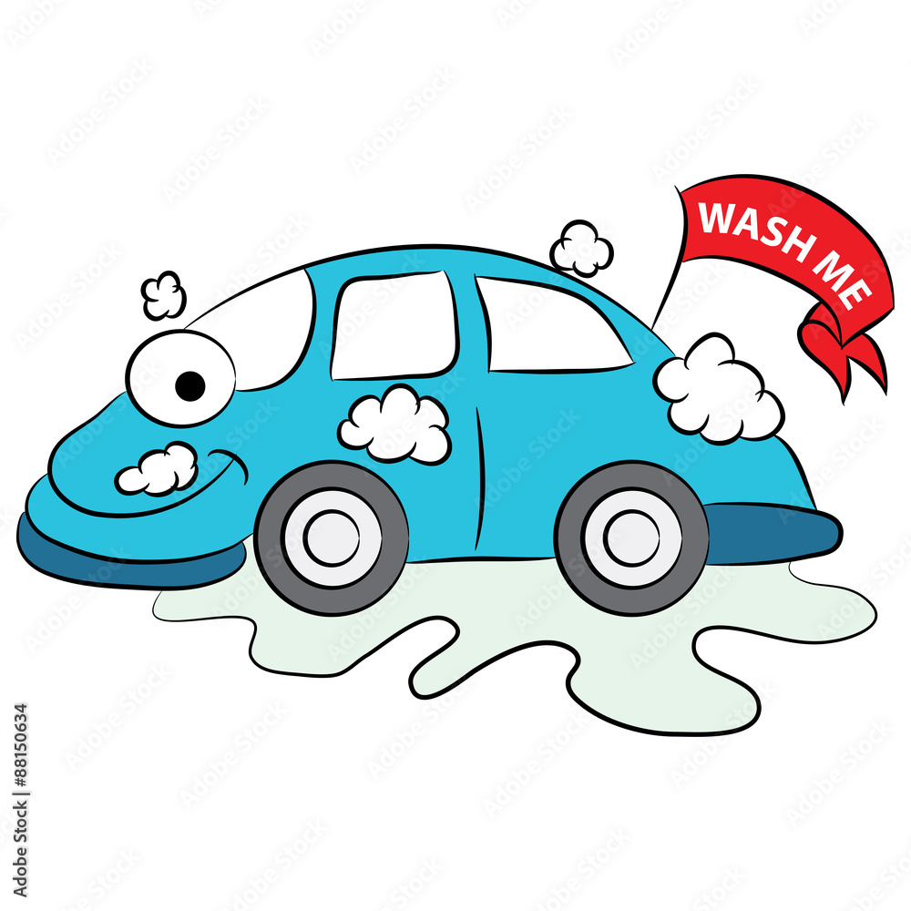 Cartoon Car Being Washed Stock Vector | Adobe Stock