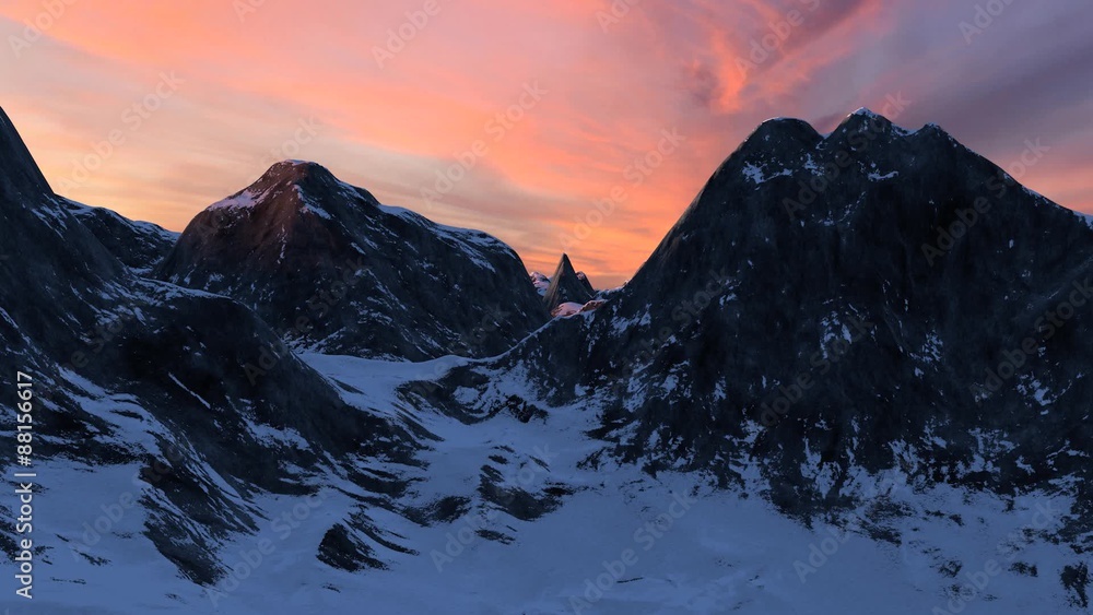 Flying Thru A Mountain Range At Sunset Part 1 Stock ビデオ | Adobe Stock