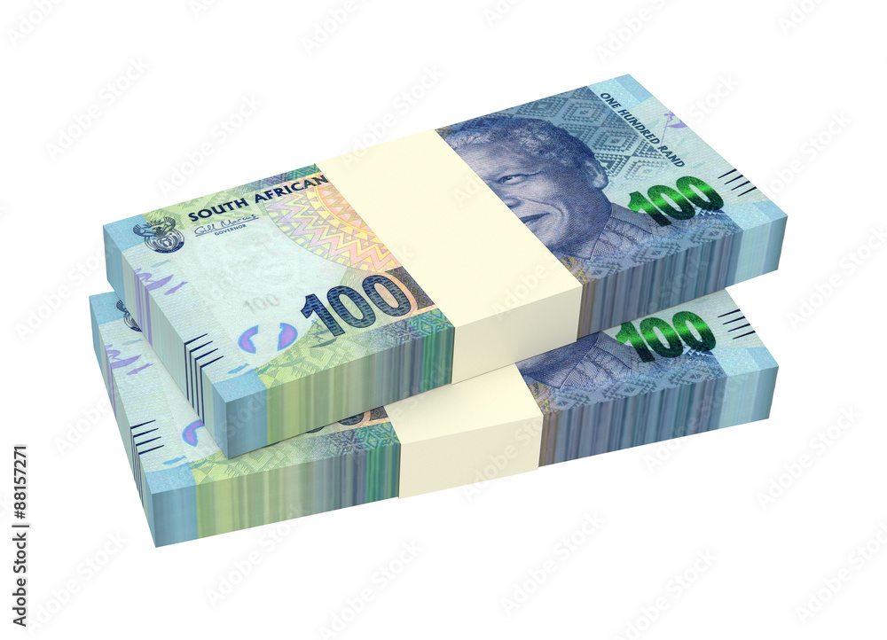 South african rands isolated on white background. Computer generated 3D ...