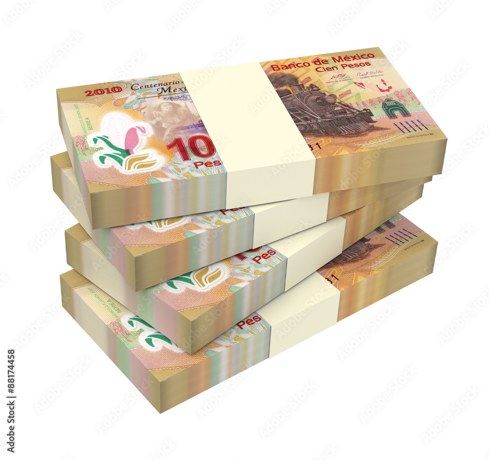 Mexican pesos isolated on white background. Computer generated 3D photo ...