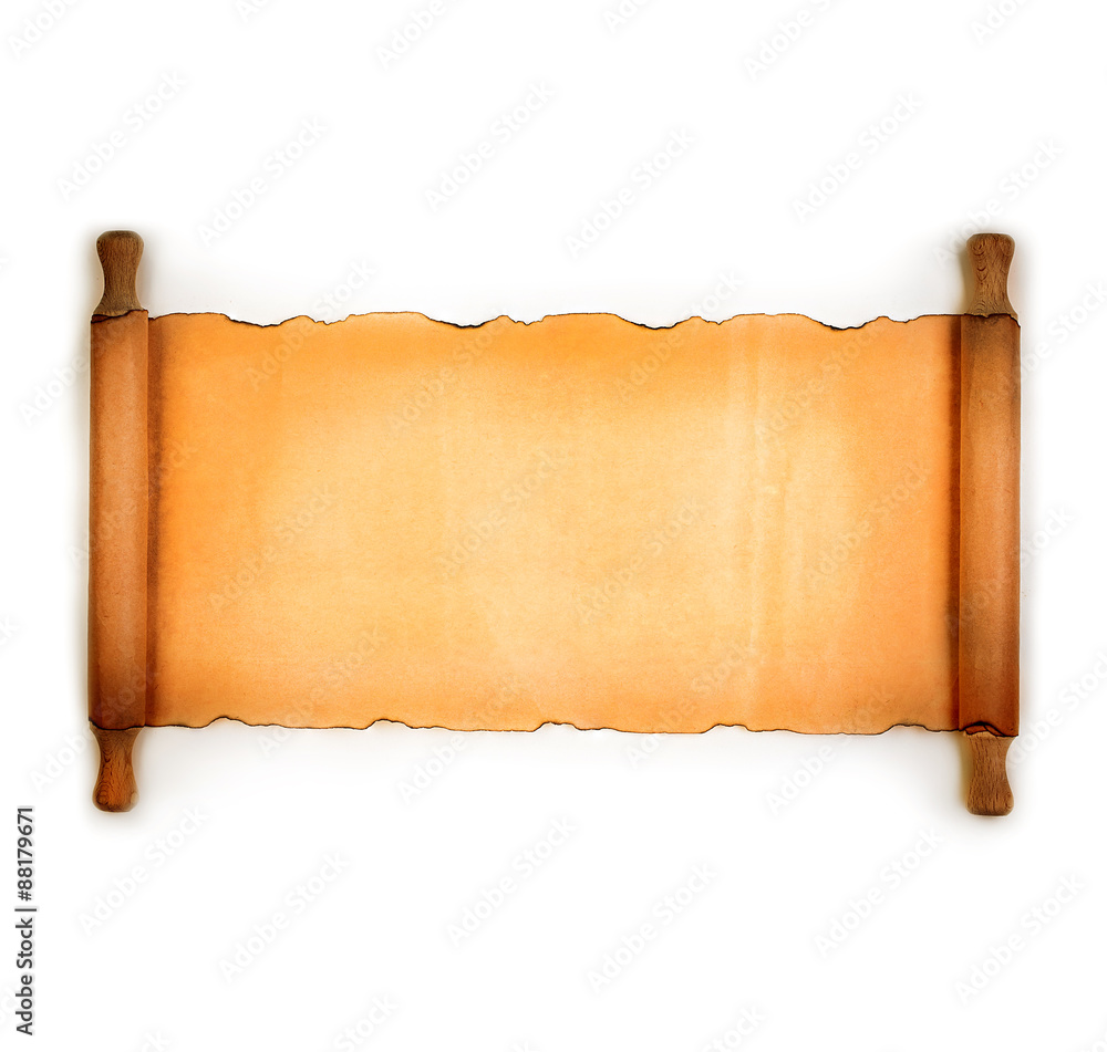 Vintage blank paper scroll isolated on white background Stock Photo ...