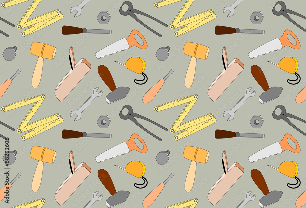 cartoon tools seamless pattern, illustration Stock Vector | Adobe Stock