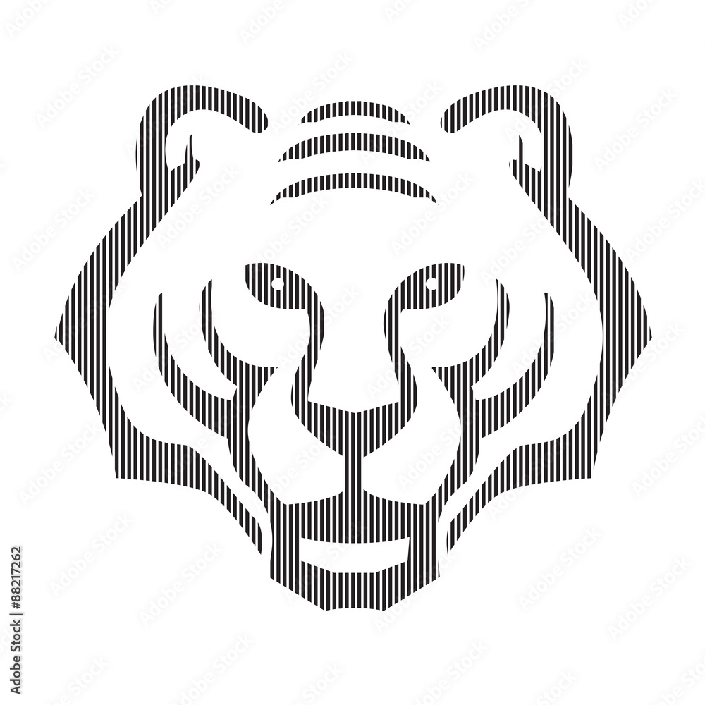 Tiger face in line art of vertical Stock Vector | Adobe Stock