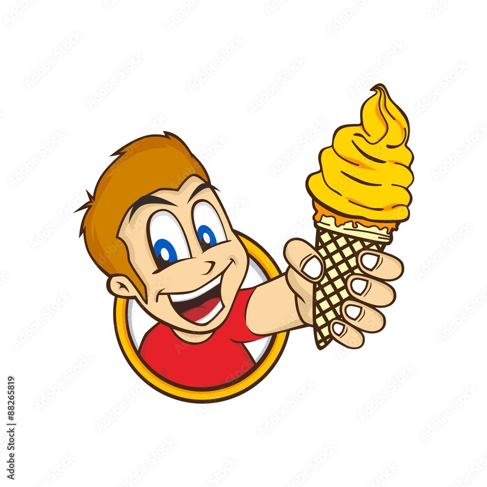 cartoon guy holding ice cream Stock Vector | Adobe Stock