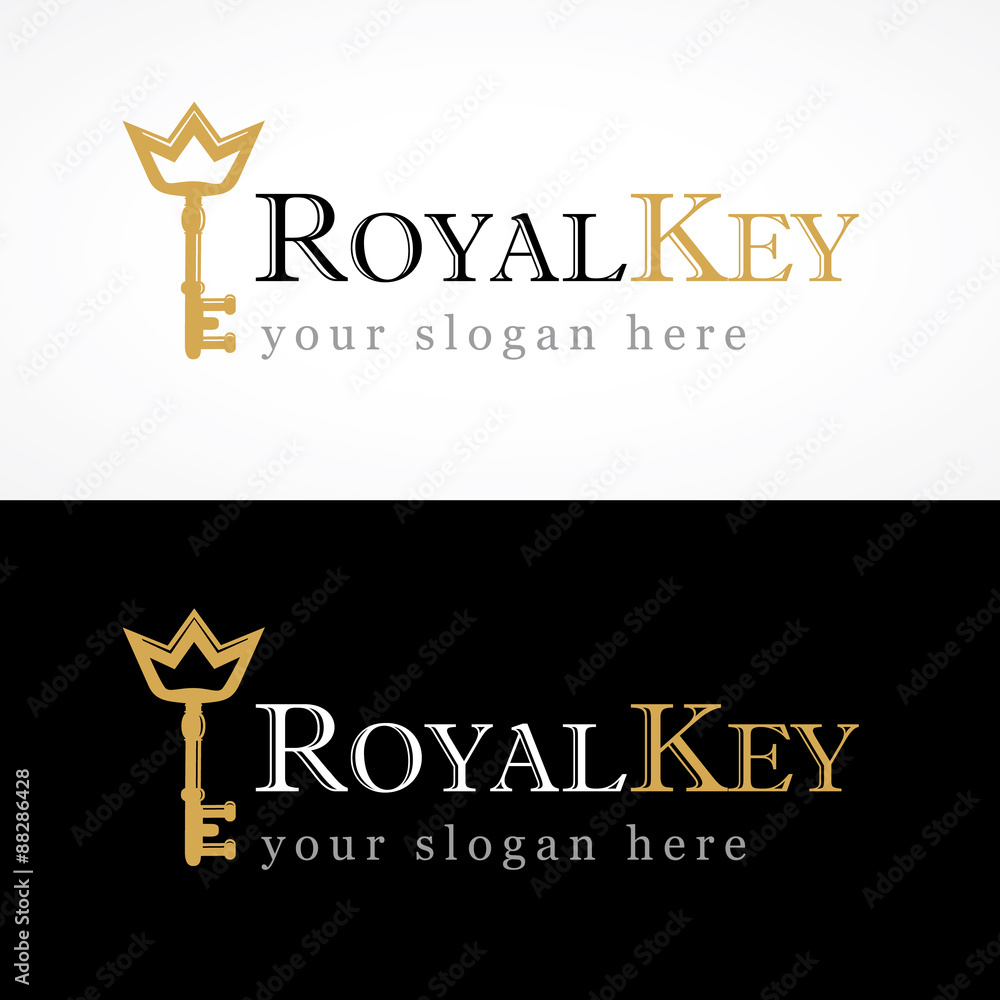 Royal key logo Stock Vector | Adobe Stock